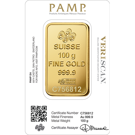 PAMP 100 Gram Gold Bar - Buy Bullion